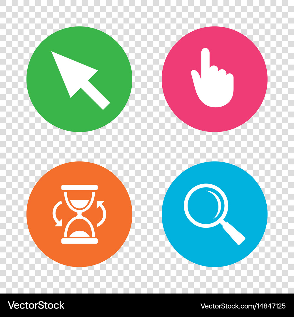 Mouse cursor icon hourglass magnifier glass Vector Image
