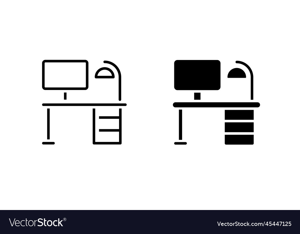 Office workspace desk icon computer table Vector Image Office workspace desk icon computer table Vector Image