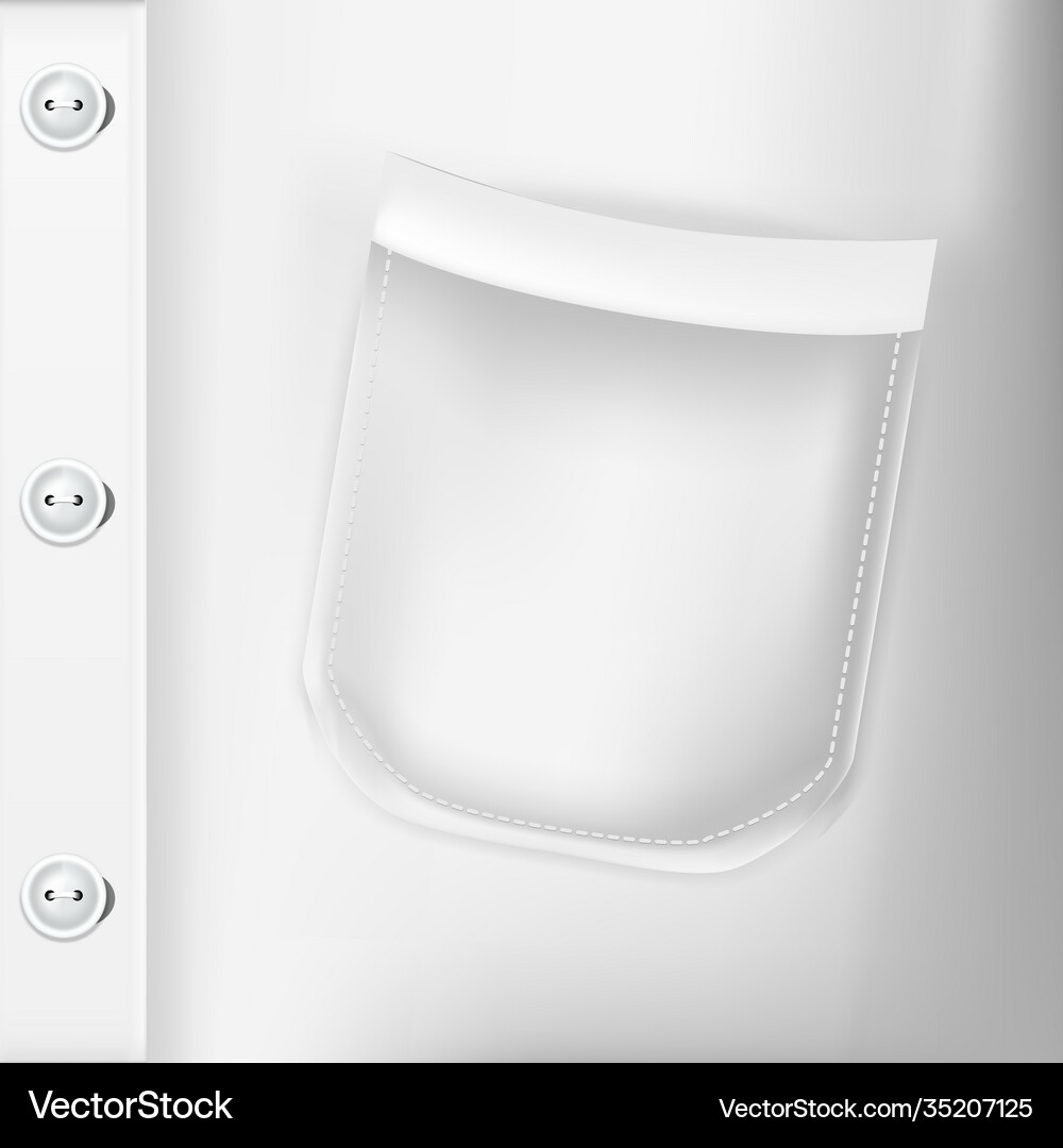 Realistic detailed 3d white uniform pocket Vector Image