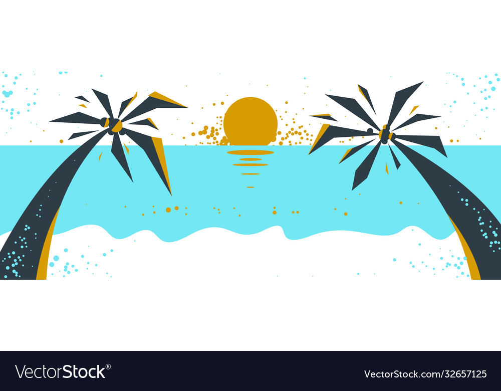 Summer tropical beach with palms vacations Vector Image