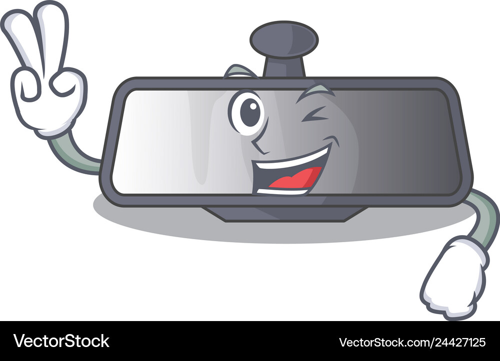 Two finger rear view mirror in cartoon shape Vector Image