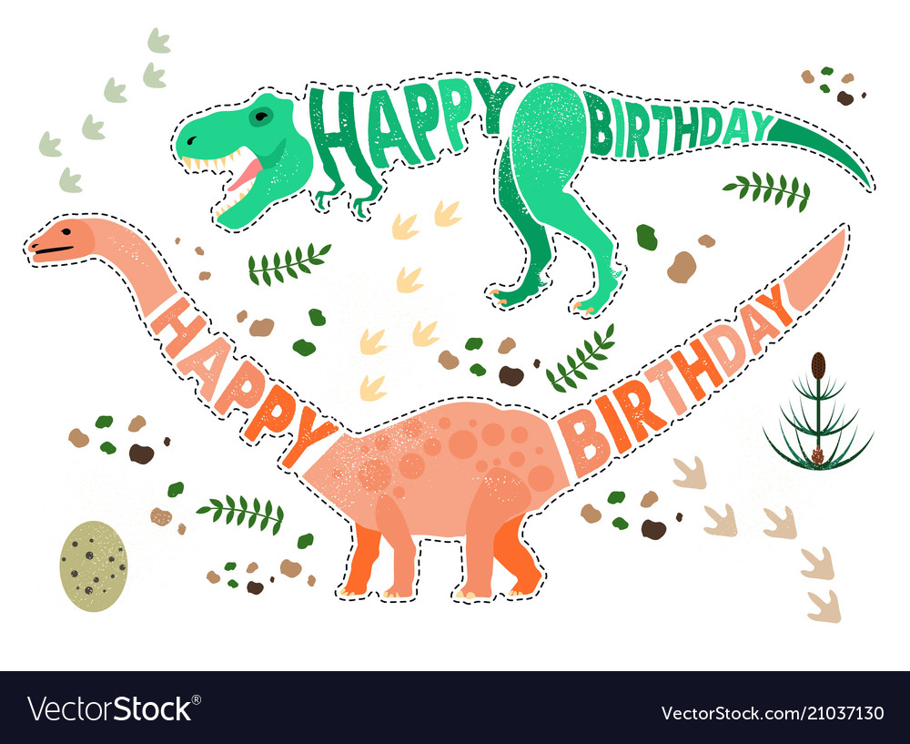 Birthday Card With Dinosaur Royalty Free Vector Image