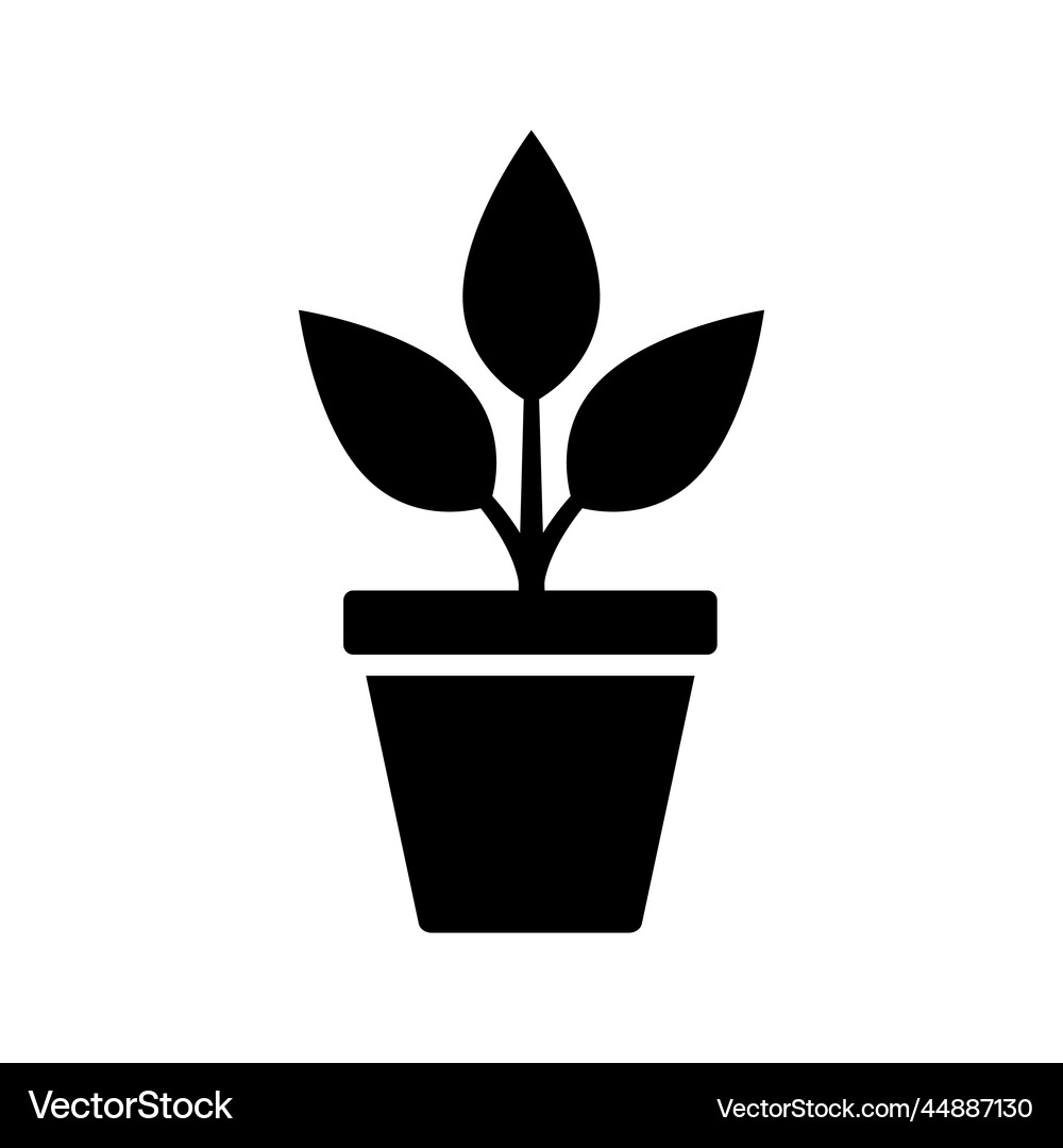 Black bush potted plant icon Royalty Free Vector Image