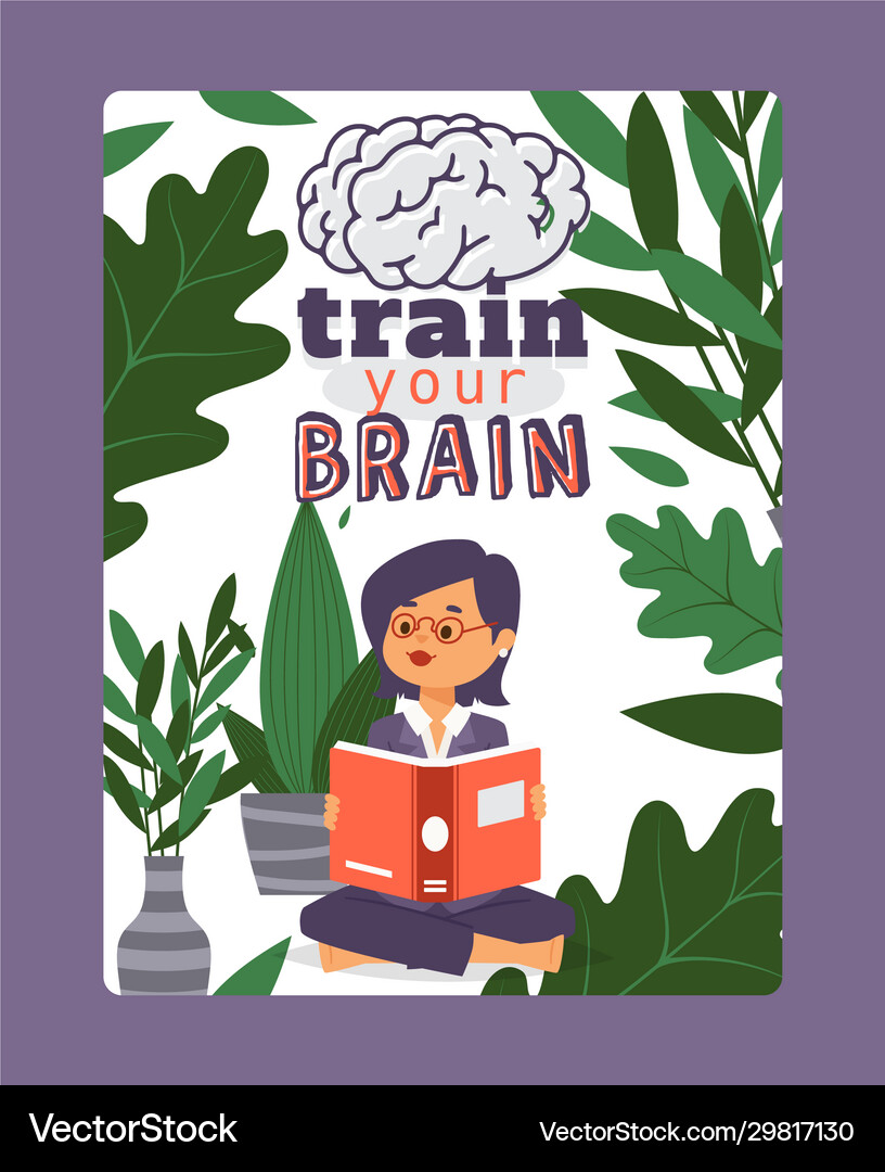 Book reading motivational quote train your brain Vector Image