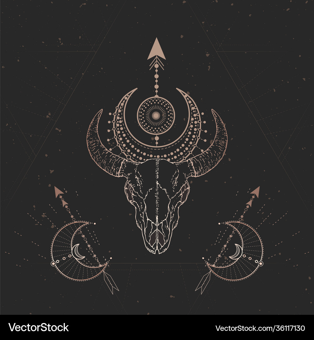 Bull skull and sacred symbol Royalty Free Vector Image
