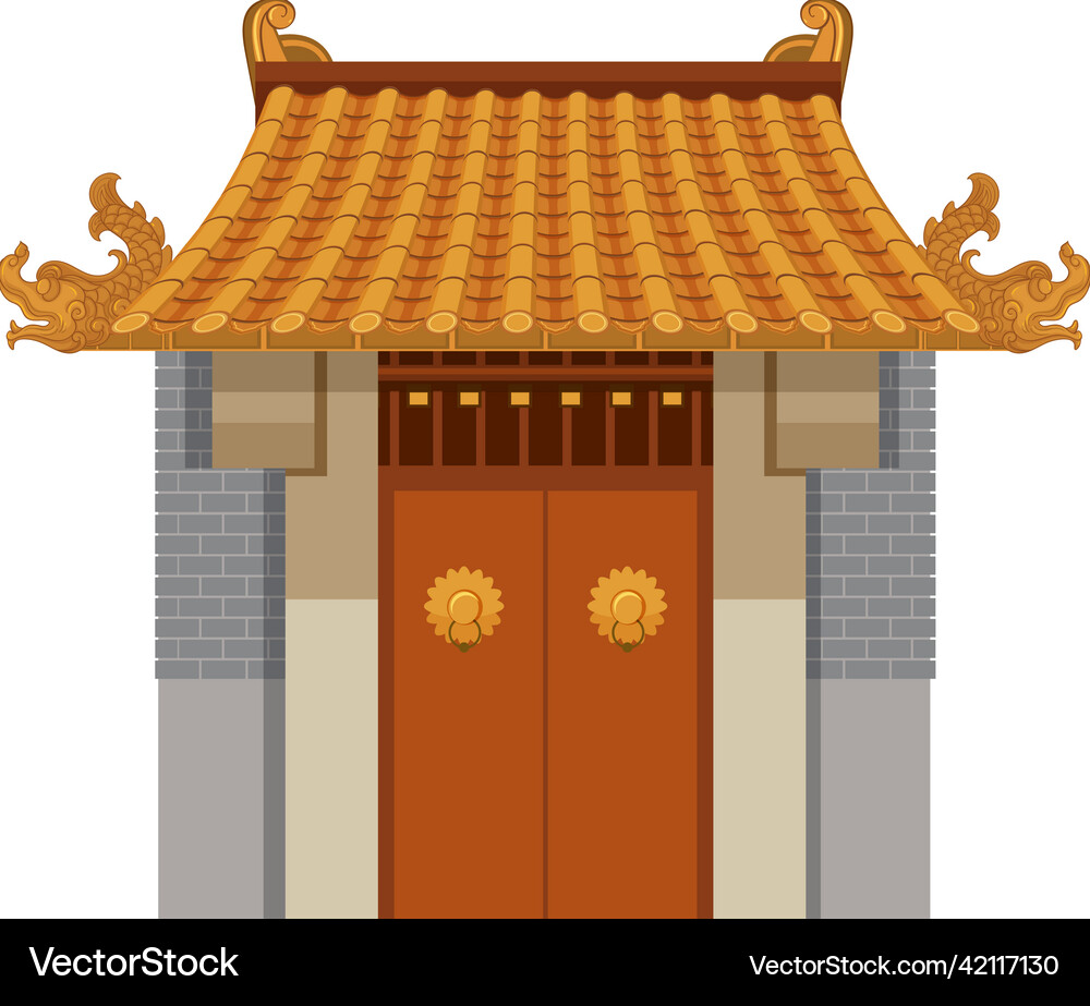 Chinese traditional building on white background Vector Image