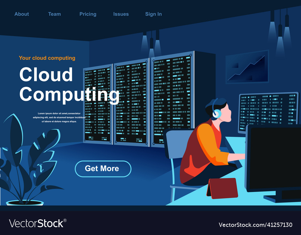 Cloud computing isometric landing page Royalty Free Vector