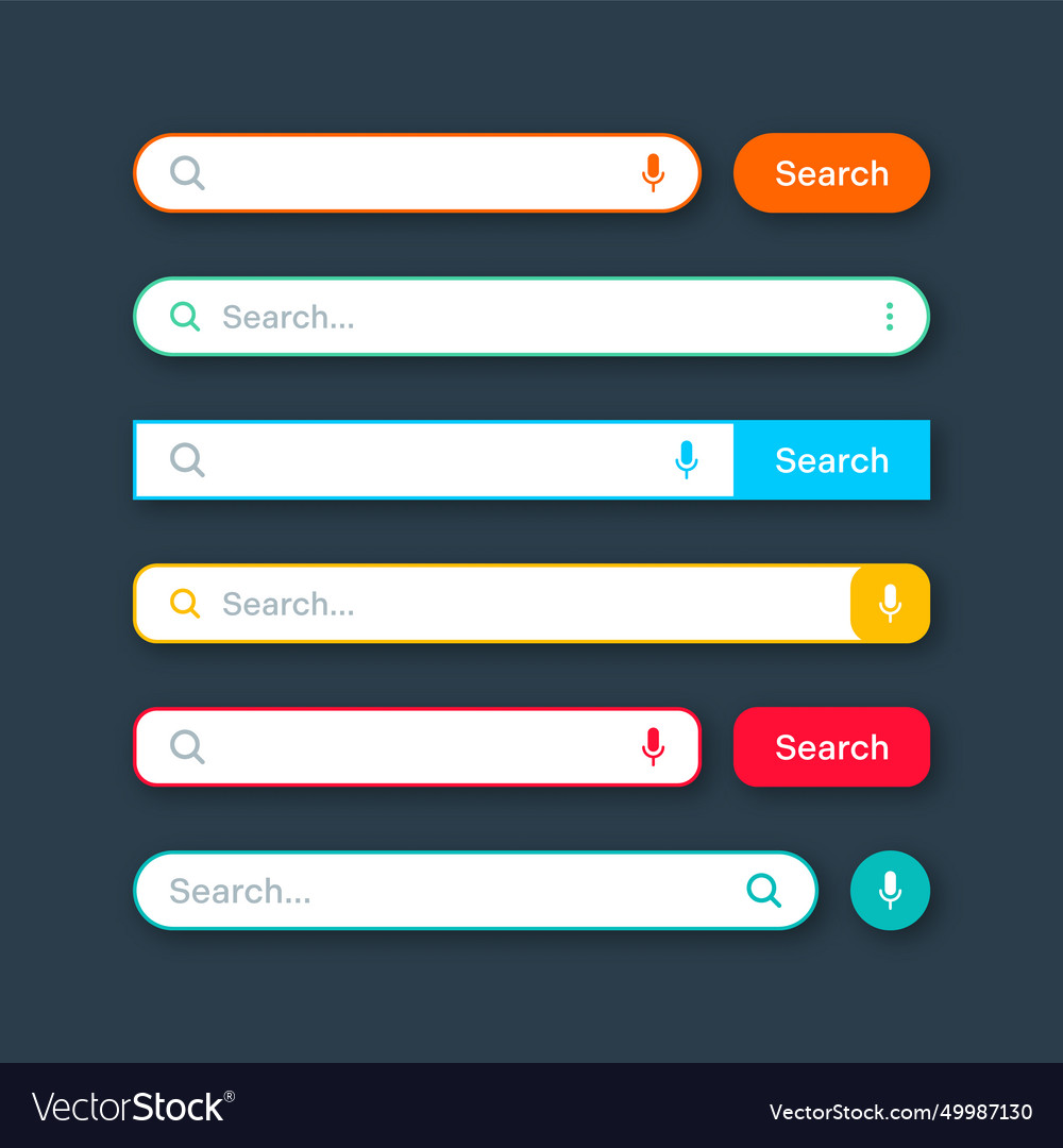Colorful search bar templates internet browser Vector Image