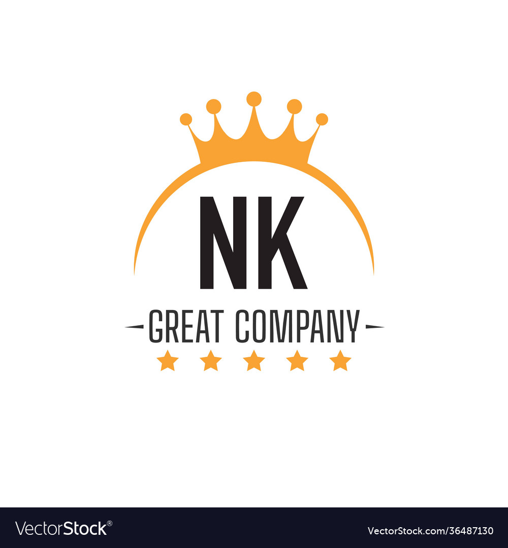 Initial letter nk king design logo concept Vector Image