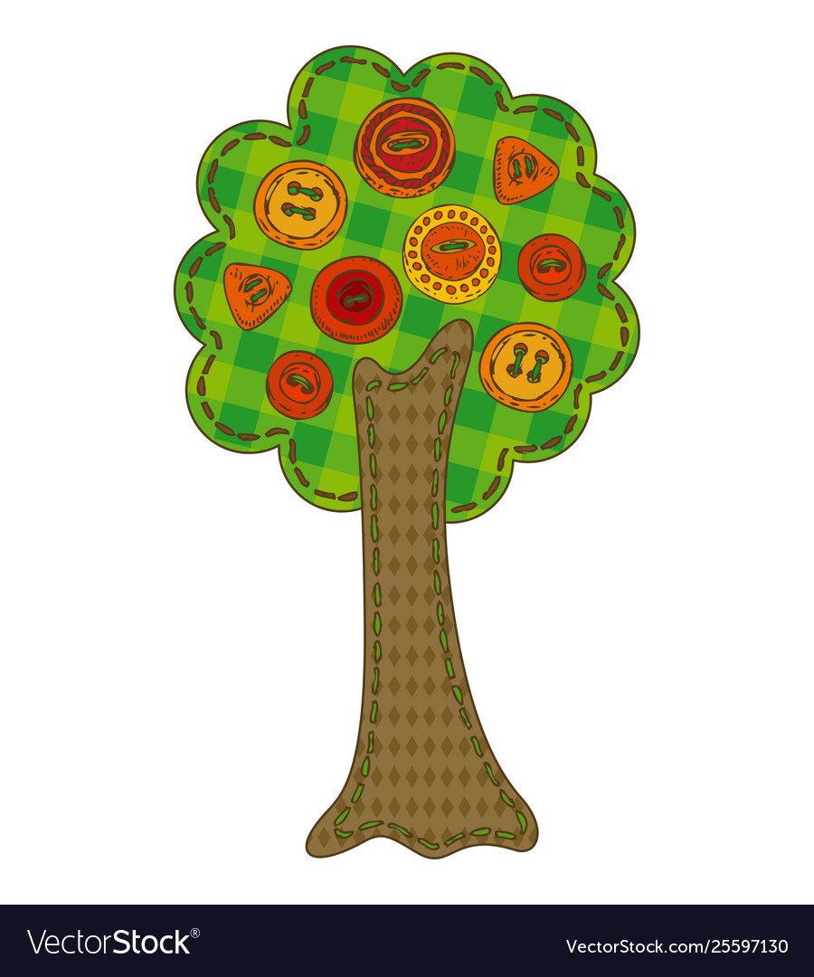 Isolated patchwork summer tree Royalty Free Vector Image