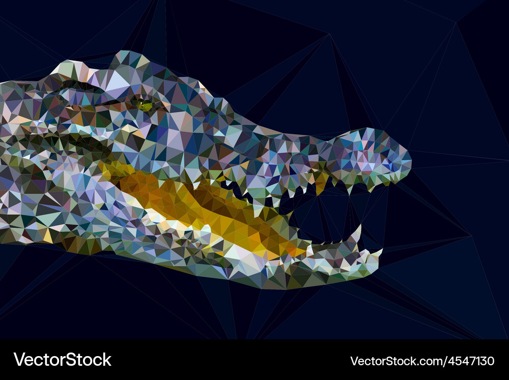 Low poly geometric of crocodile head Royalty Free Vector