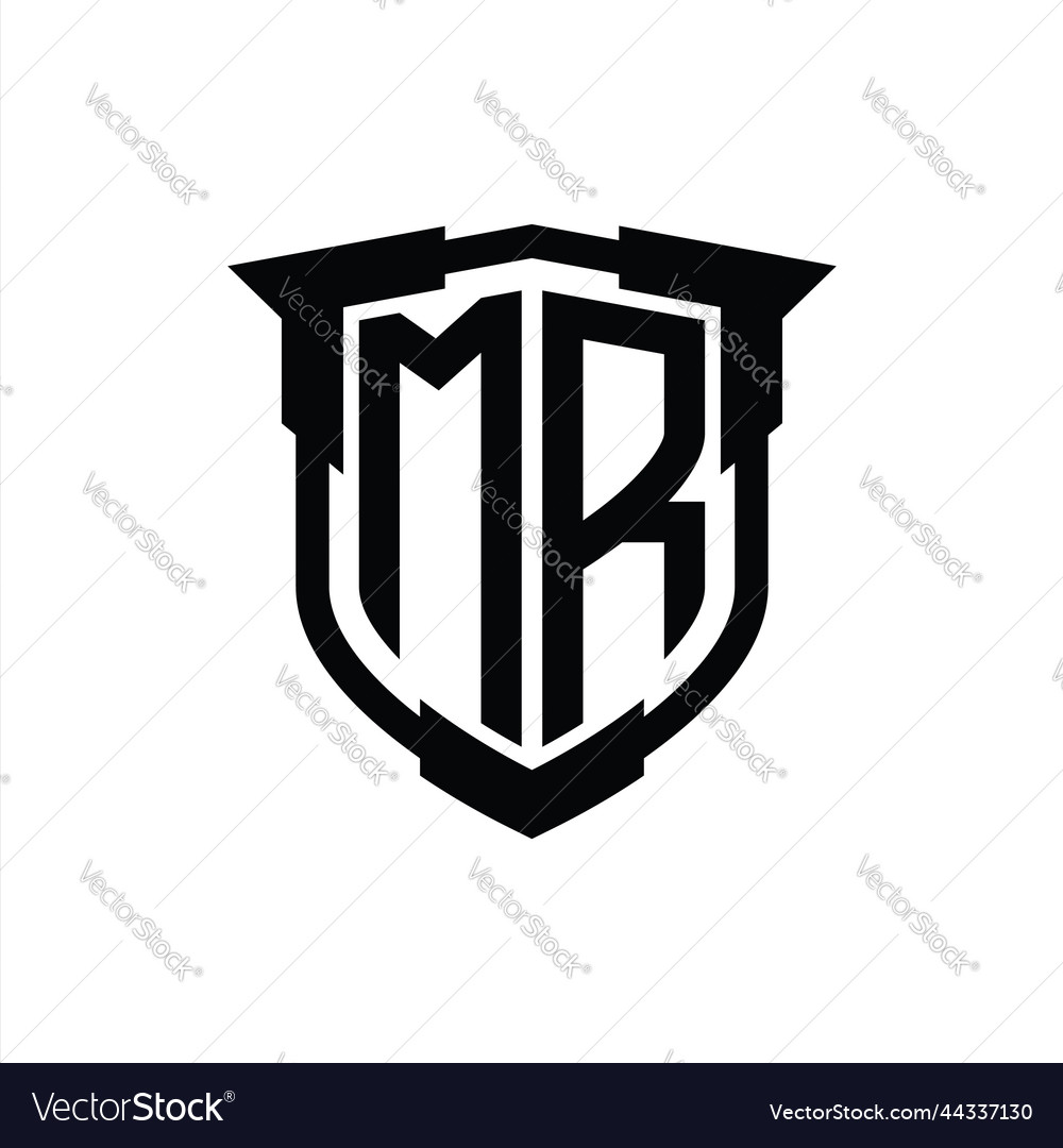 Mr logo monogram letter with shield shape design Vector Image