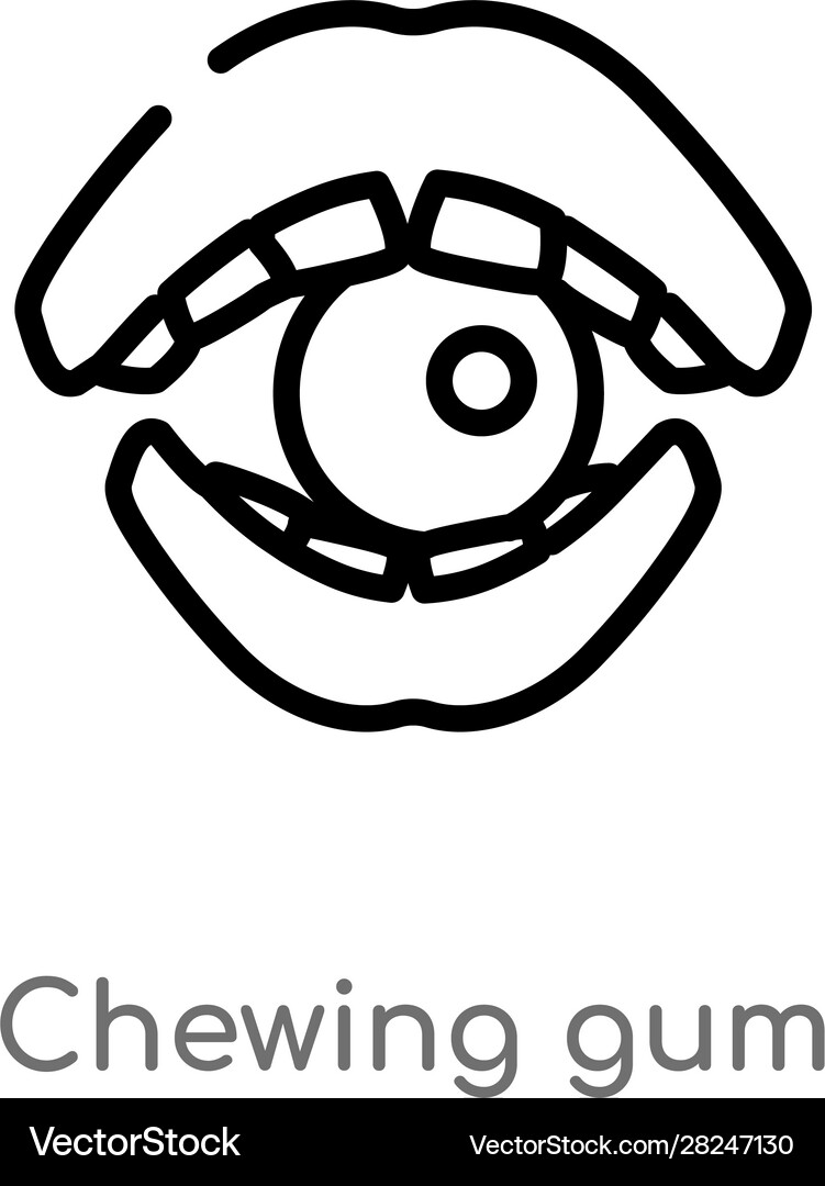 Outline chewing gum icon isolated black simple Vector Image