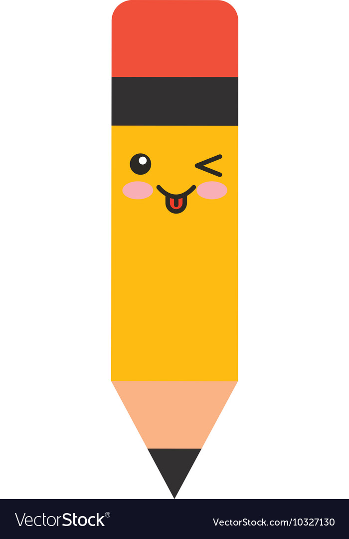 Pencil character isolated icon Royalty Free Vector Image