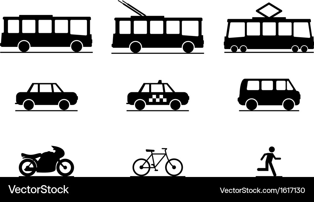 Public Transport Icons - Transportation Set Vector Image