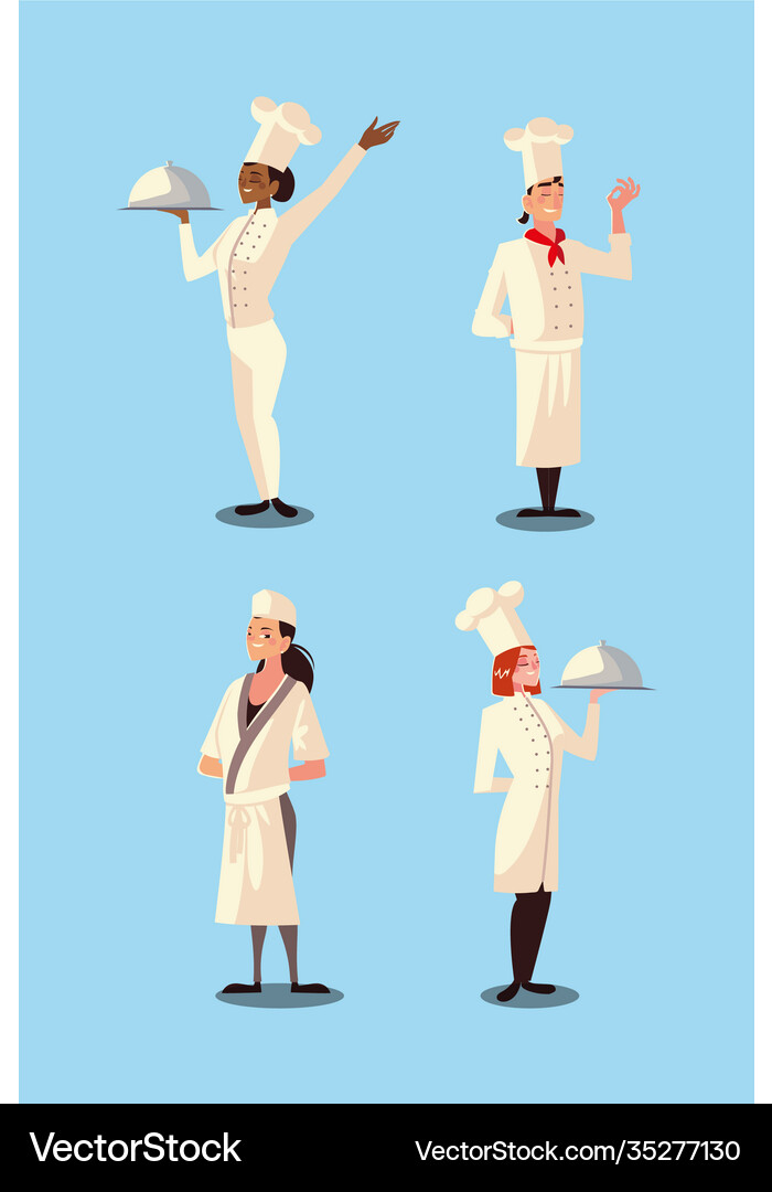 Set different male and female chefs worker Vector Image