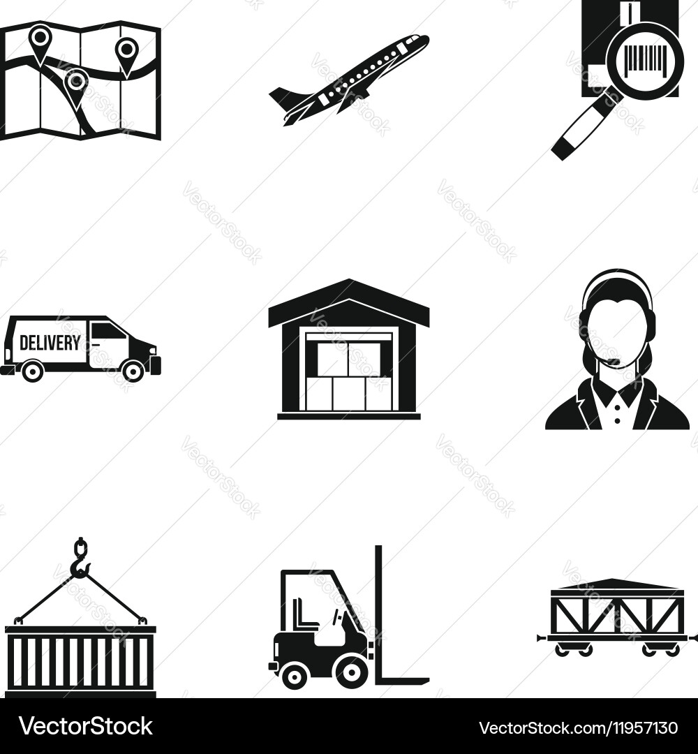 Shipping icons set simple style Royalty Free Vector Image