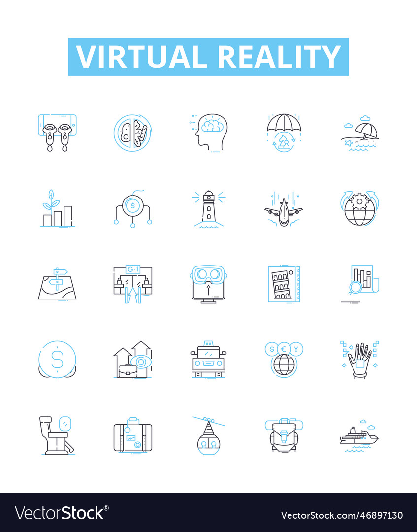 Virtual reality line icons set Royalty Free Vector Image Virtual reality line icons set Royalty Free Vector Image