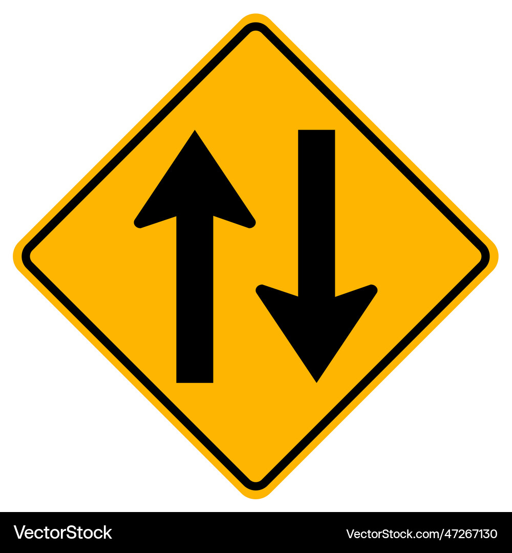 Warning signs two-way traffic on white background Vector Image