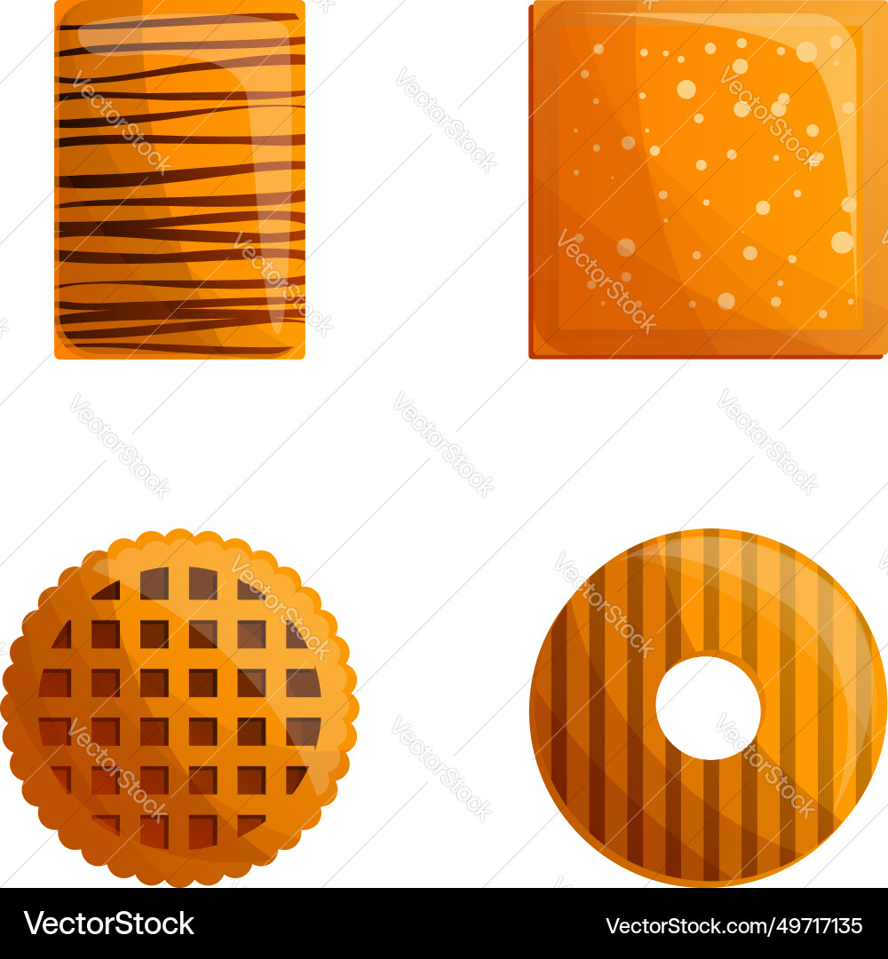 Biscuit icons set cartoon cookie Royalty Free Vector Image