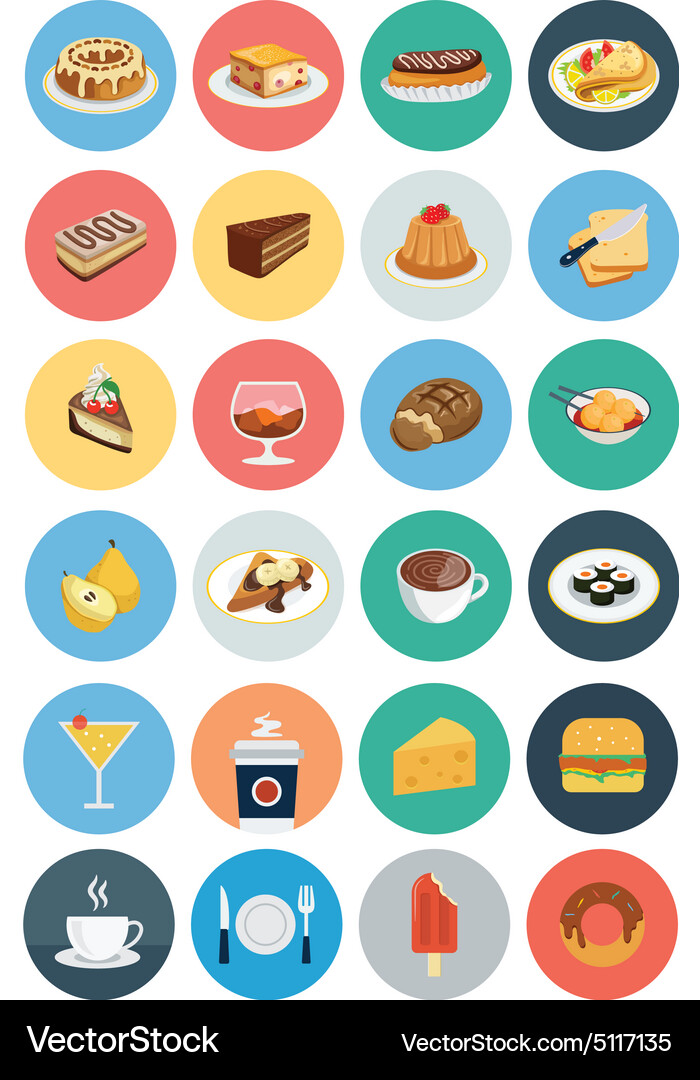 Food Flat Icons 1 Royalty Free Vector Image - VectorStock