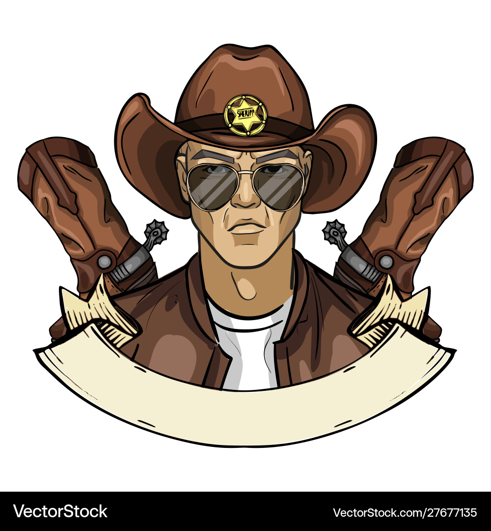 Hand drawn sketch cowboy icon Royalty Free Vector Image