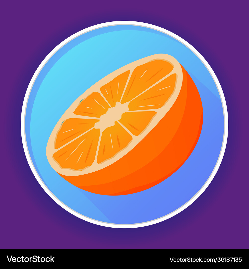 Icon with half orange fruit realistic Royalty Free Vector