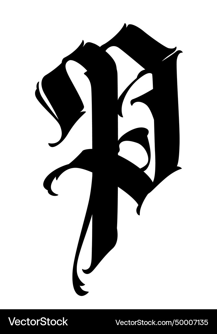 Letter p in the gothic style alphabet Royalty Free Vector