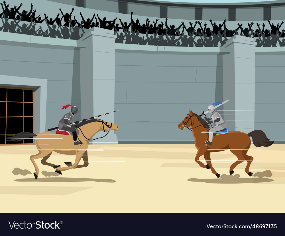 Medieval knight joust battle Royalty Free Vector Image
