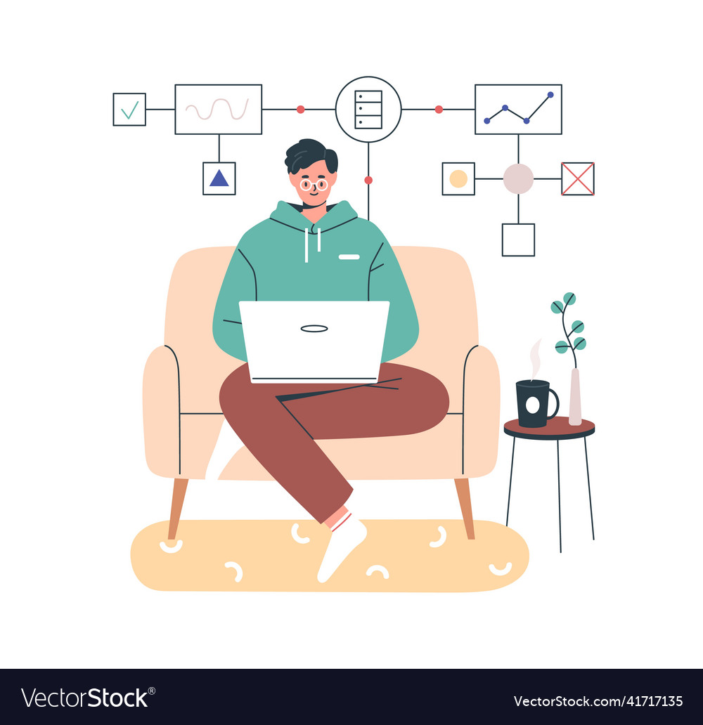 Person studying programming engineering online Vector Image