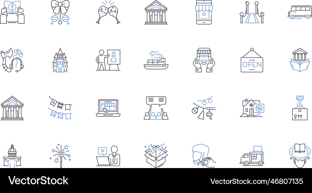 Suburb line icons collection community Royalty Free Vector