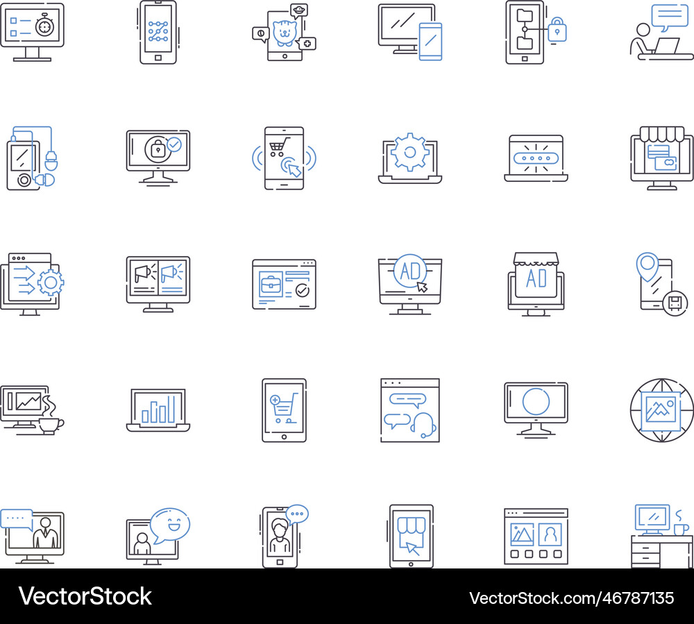 Web promotion line icons collection seo sem ppc Vector Image