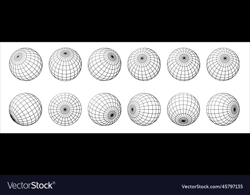Wireframe Globe Grid Spheres Spherical Grid Globe Vector Image