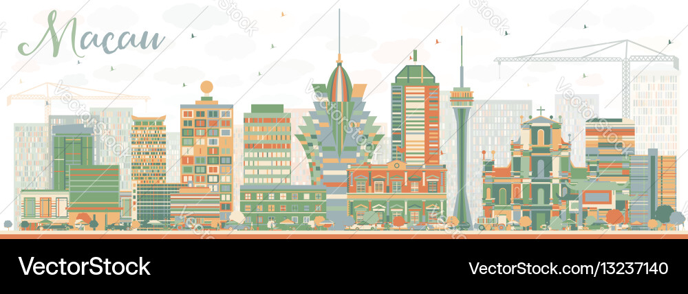 Abstract macau skyline with color buildings Vector Image