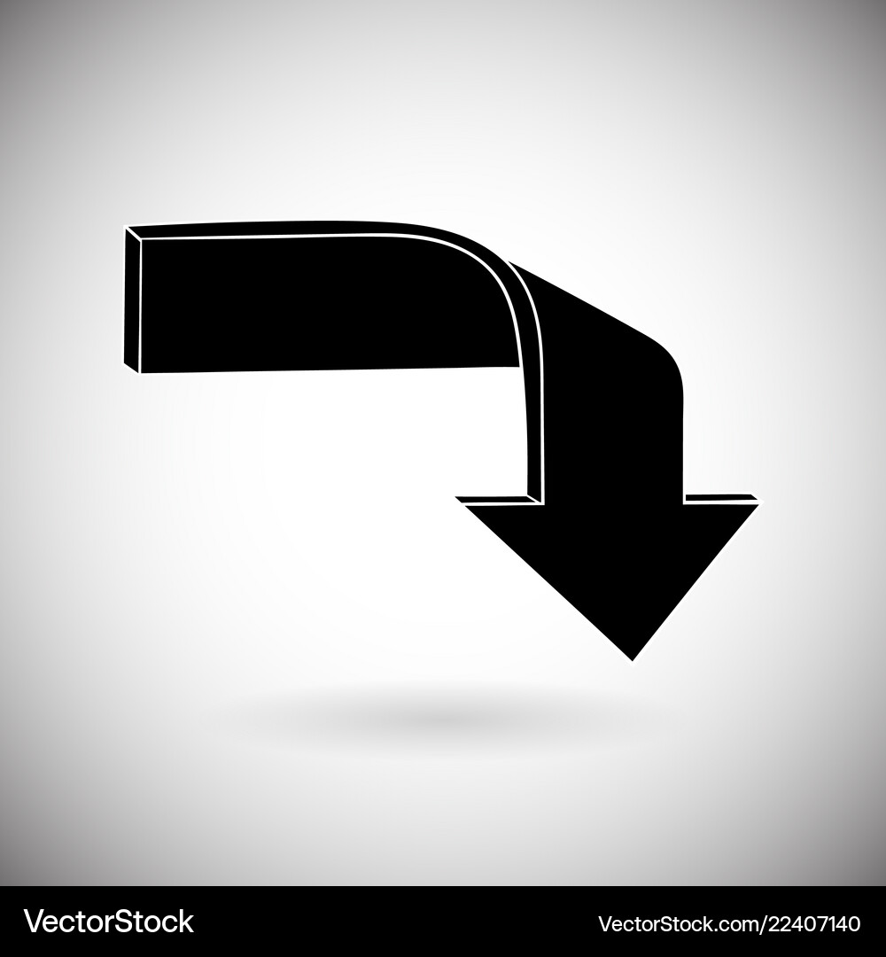 Black flat arrow down sign hand drawn sketch Vector Image