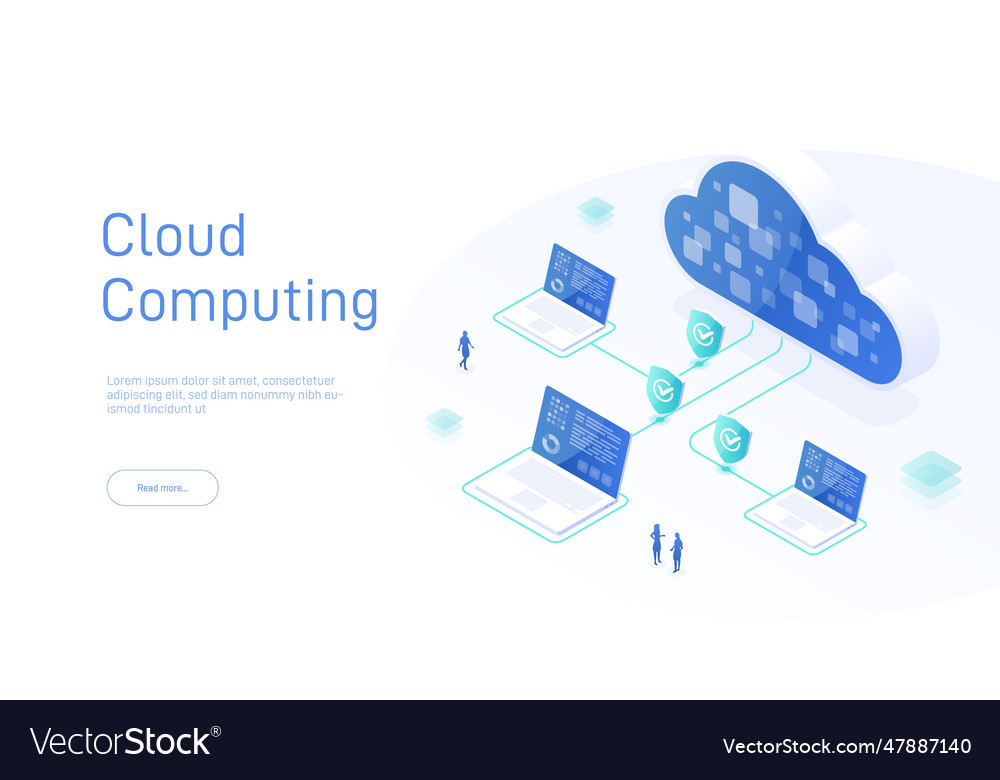 Cloud computing isometric big data flow Royalty Free Vector