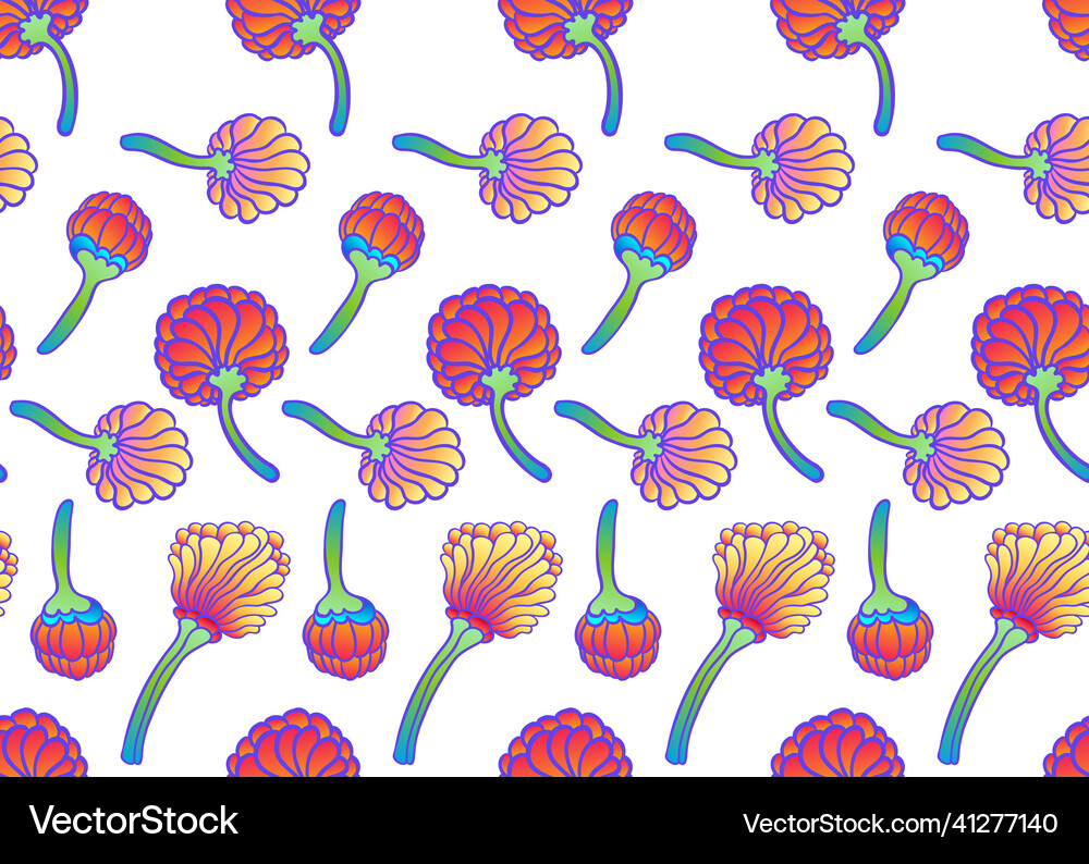 Floral colorful seamless pattern retro 60s Vector Image