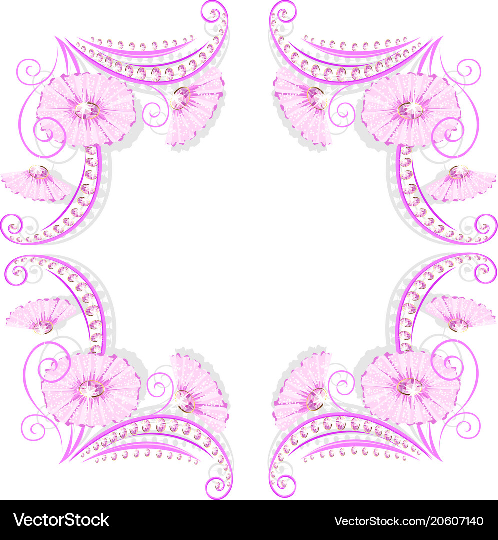 Flower decoration frame with jewelry design Vector Image
