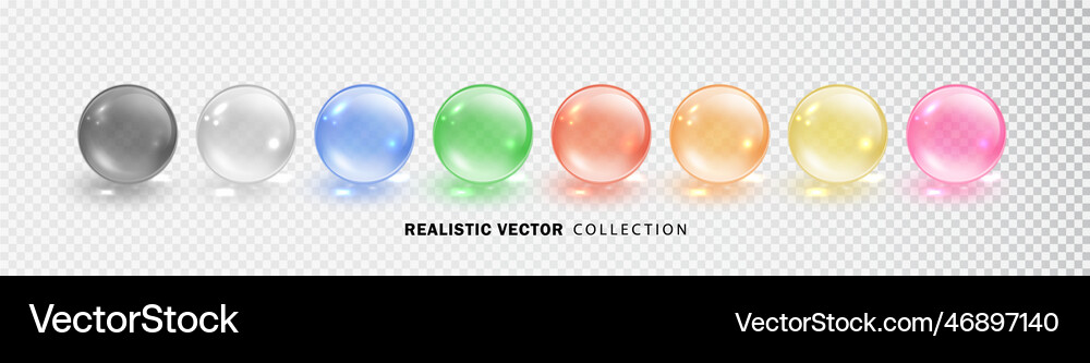 Glass colored spheres set isolated on transparent Vector Image