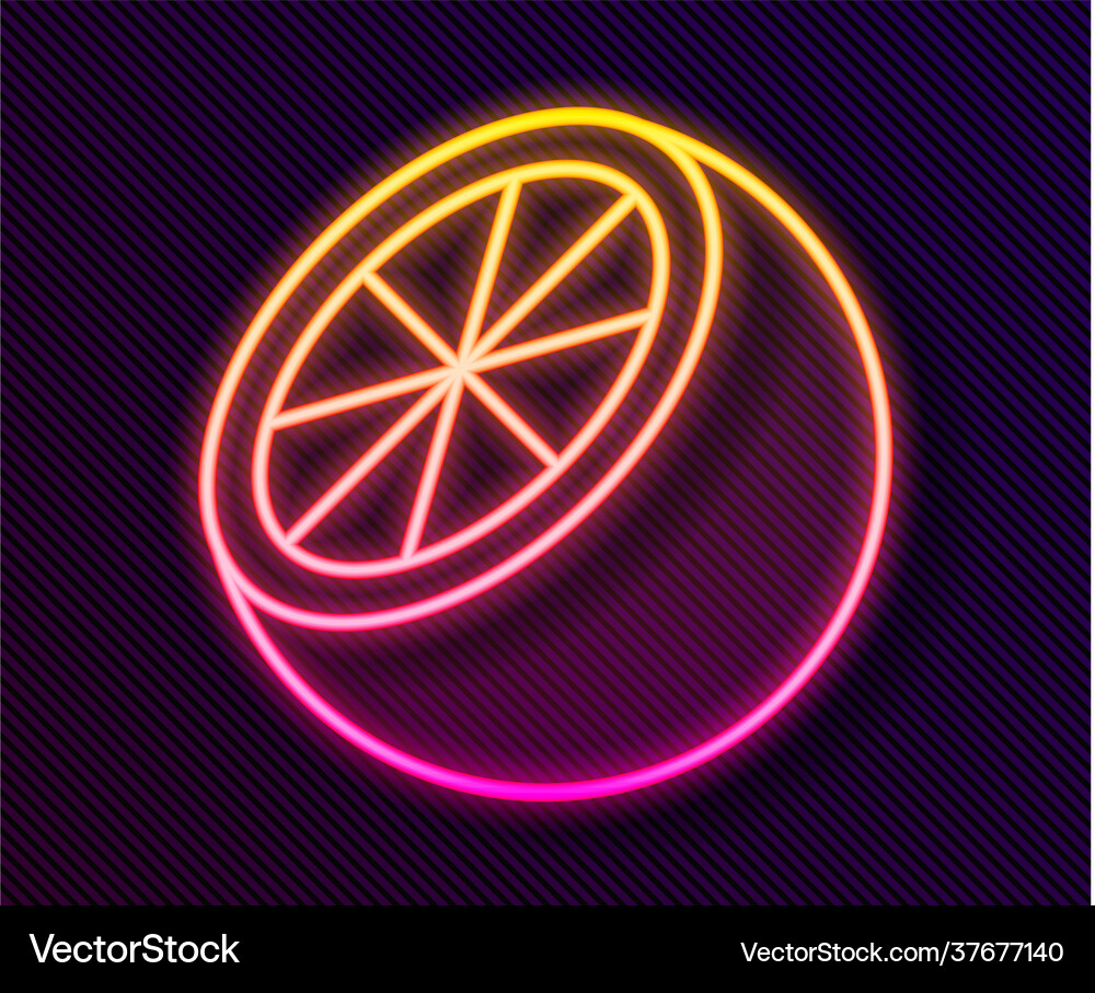 Glowing neon line orange fruit icon isolated Vector Image