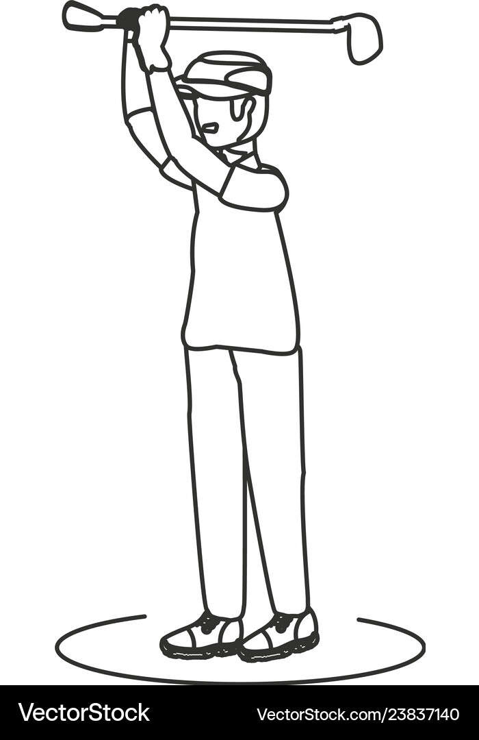 Golfer with stick golf avatar character Royalty Free Vector