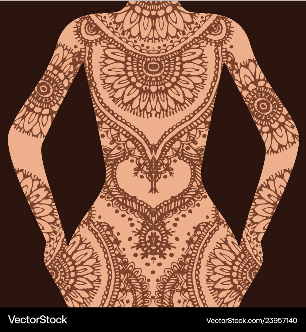 Hand drawn sketch of henna pattern Royalty Free Vector Image