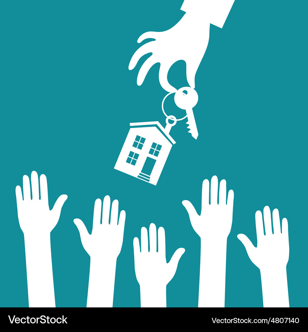 Hand real estate agent holding holds a key Vector Image