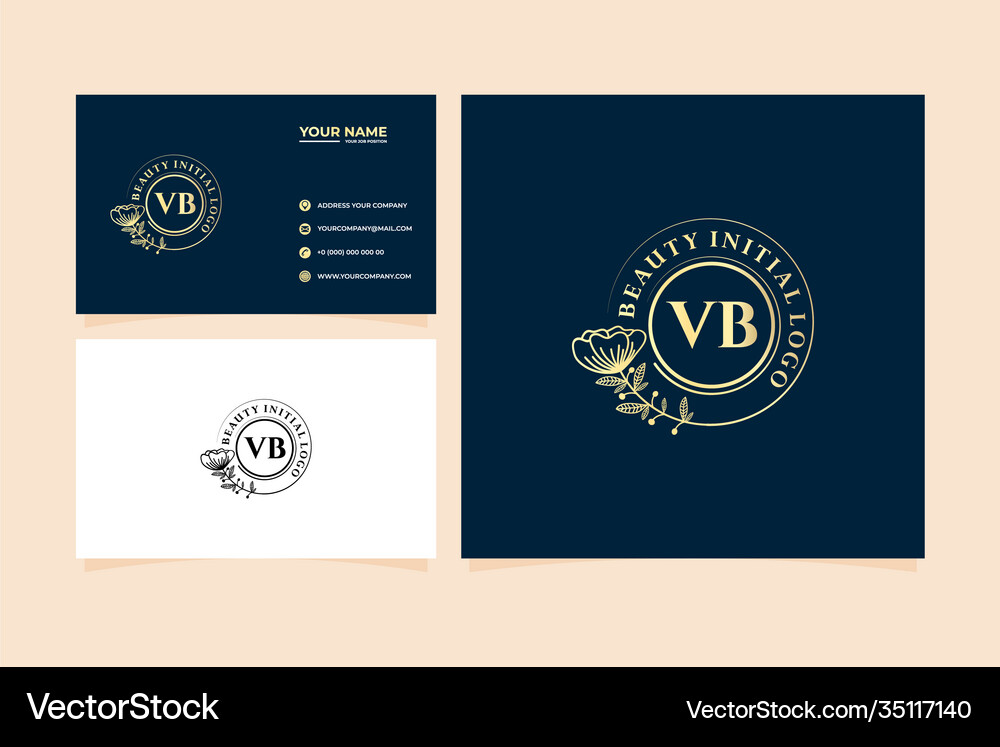 Initial vb letters hand drawn feminine and floral Vector Image