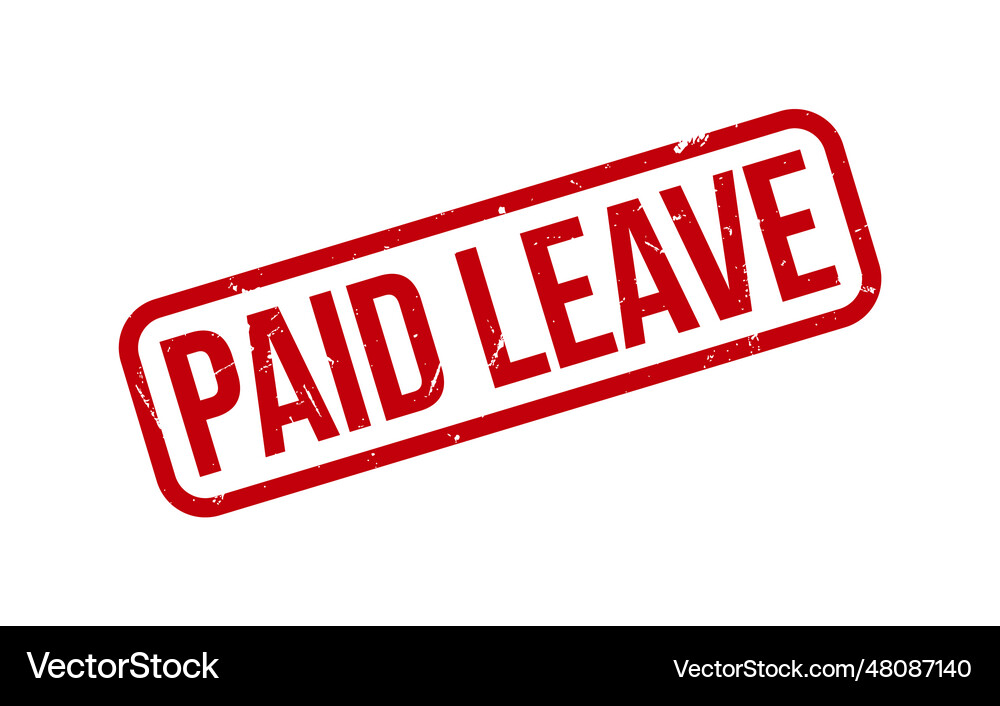 Red paid leave rubber stamp seal Royalty Free Vector Image