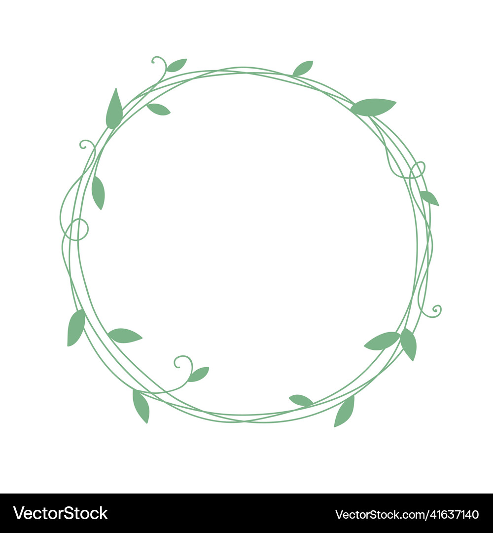 Round floral frame with branches and leaves Vector Image