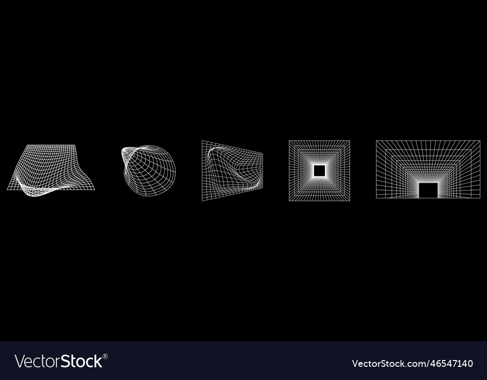 Set of retrofuturistic grid cyber retrowave Vector Image
