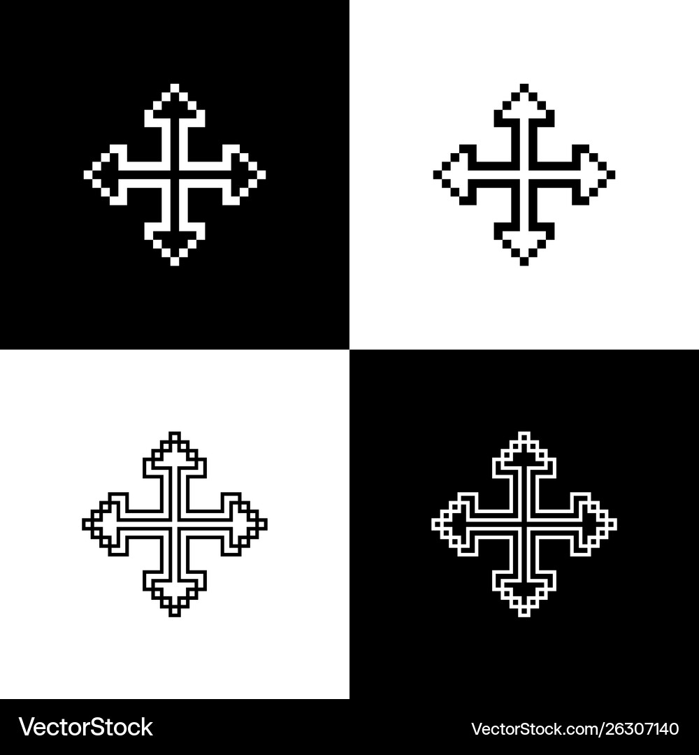 Set pixel arrows in four directions icon isolated Vector Image