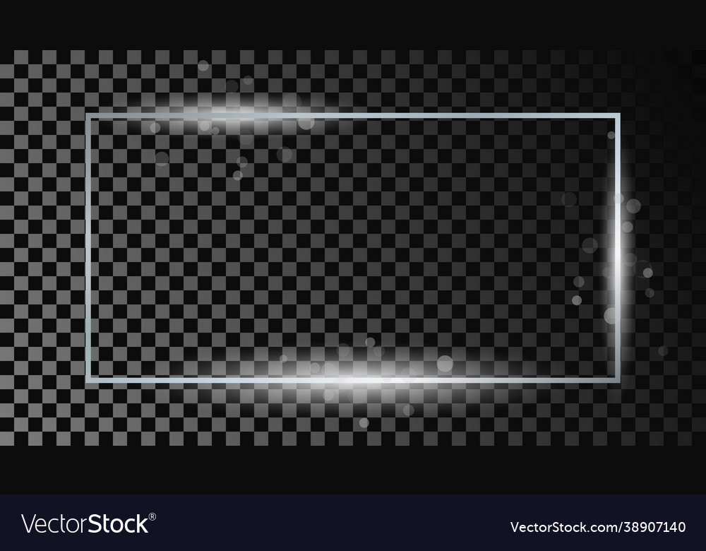 Silver glowing rectangular shape frame Royalty Free Vector