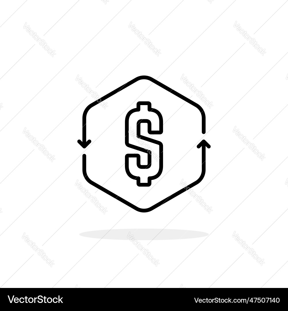 Simple cash flow icon with thin line dollar sign Vector Image
